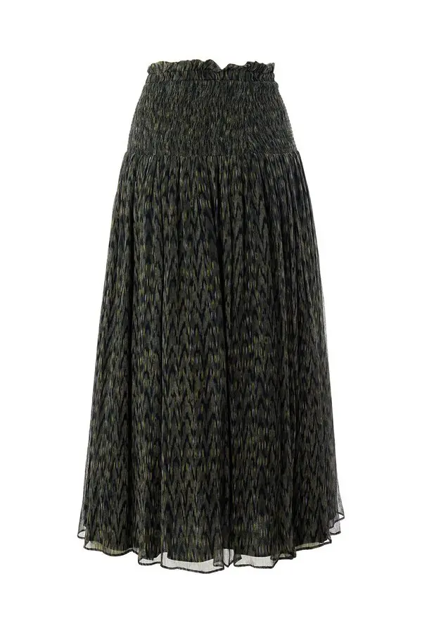 EXQUISE Vada Pleated Midi Skirt