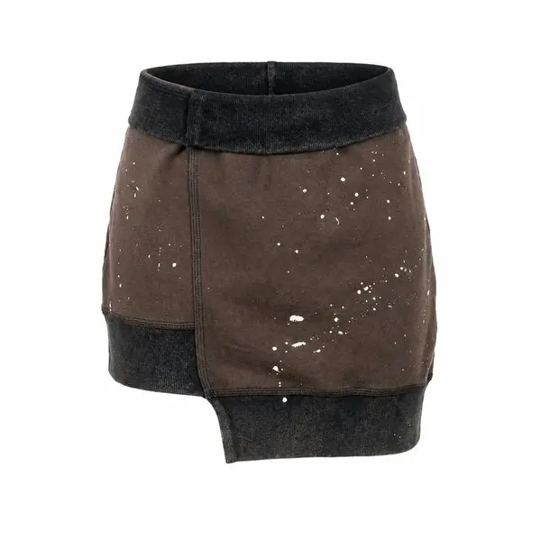GAO REPUBLIC Mini Fleece Skirt With Asymmetrical Paneling