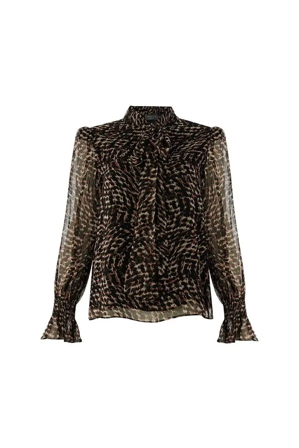 EXQUISE Kara High Neck Long Sleeve Blouse