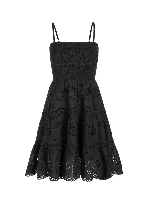 CHANGE OF SCENERY Hannah Embroidered Eyelet Cotton Dress - Black