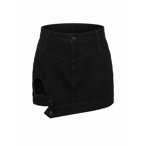 GAO REPUBLIC Denim Mini Skirt With Cut-out Detail