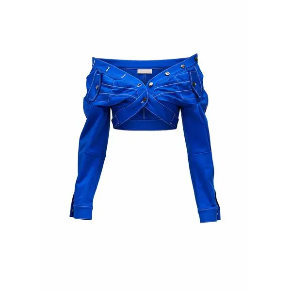 GAO REPUBLIC Cropped Paneled Jacket - Blue
