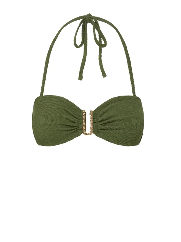 CHANGE OF SCENERY Embellished Bandeau Swim Top - Green