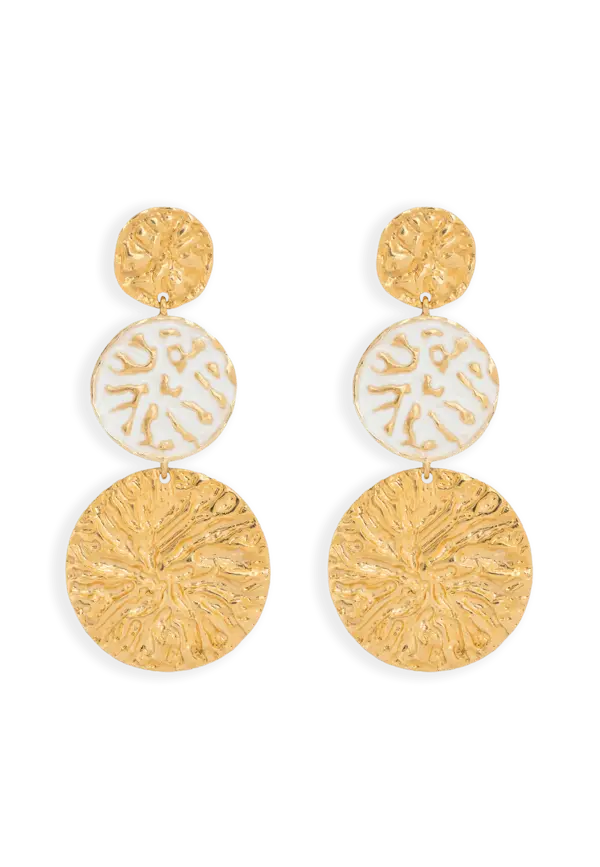 LAVANI JEWELS Geyser Drop Earrings With 22-karat Gold Plating - White