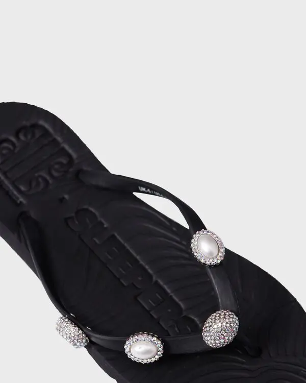VELOUR Tapered Pearl Ibiza Embellished Flip-flops