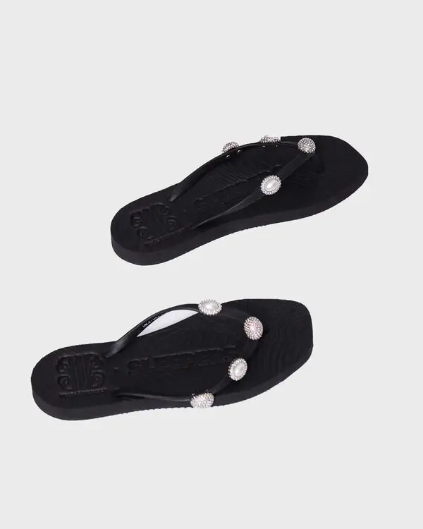 VELOUR Tapered Pearl Ibiza Embellished Flip-flops