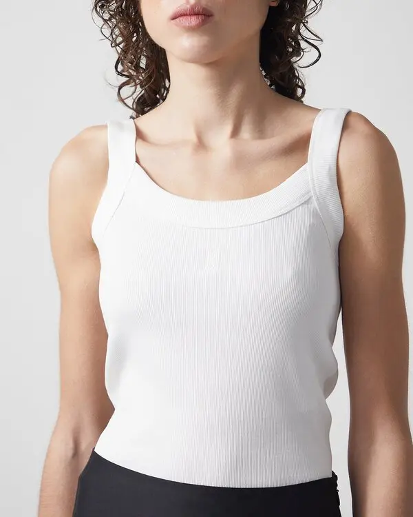 BY MALENE BIRGER Ribbed Tank Top With Embroidered Monogram - White