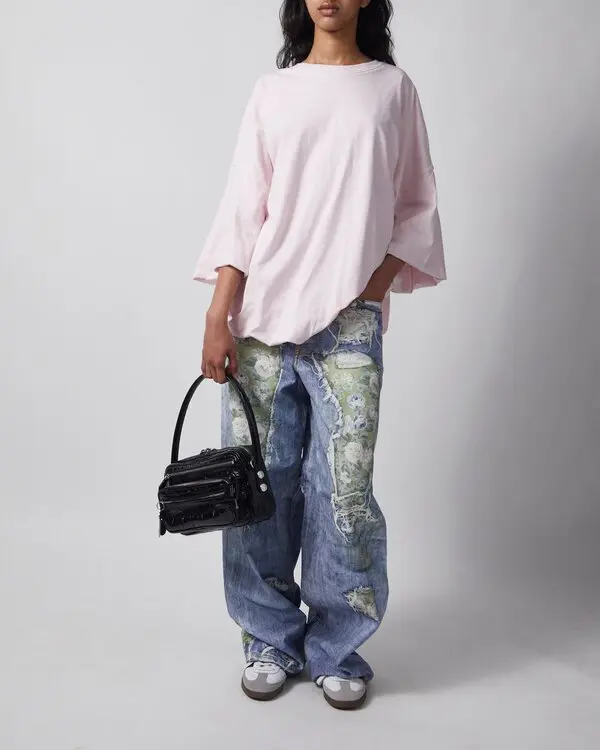 Acne Studios Logo T-shirt With Gathered Sleeves And Hem