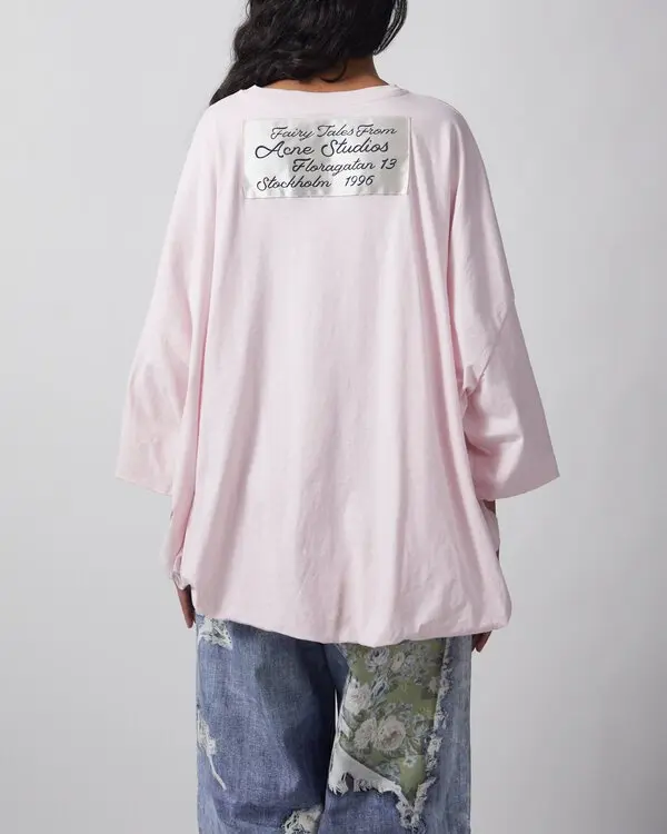Acne Studios Logo T-shirt With Gathered Sleeves And Hem