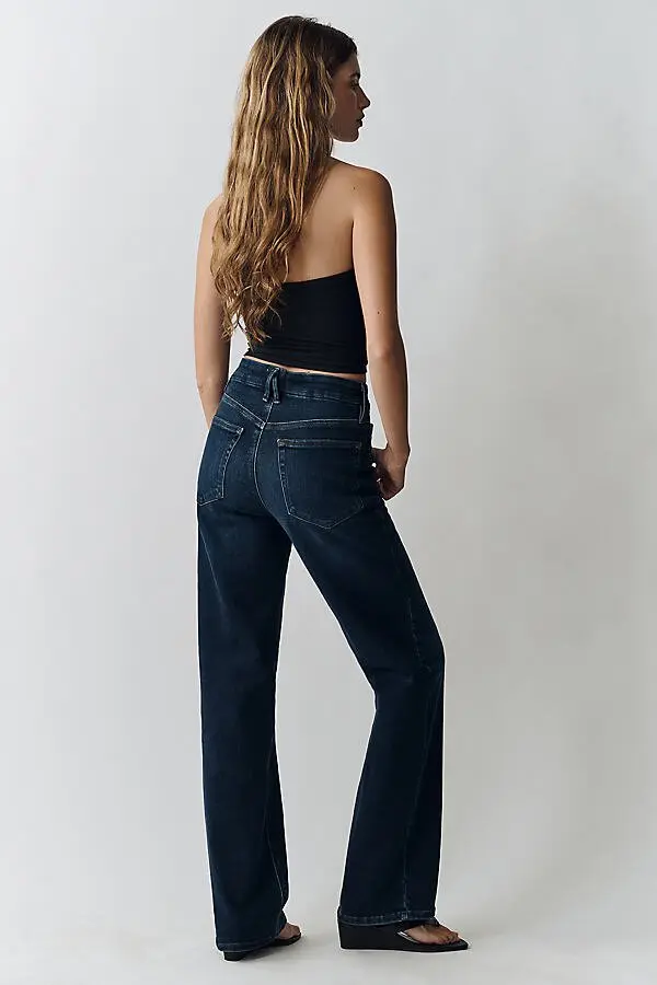 Good American Soft Tech Good True High-rise Straight Jeans - Indigo572