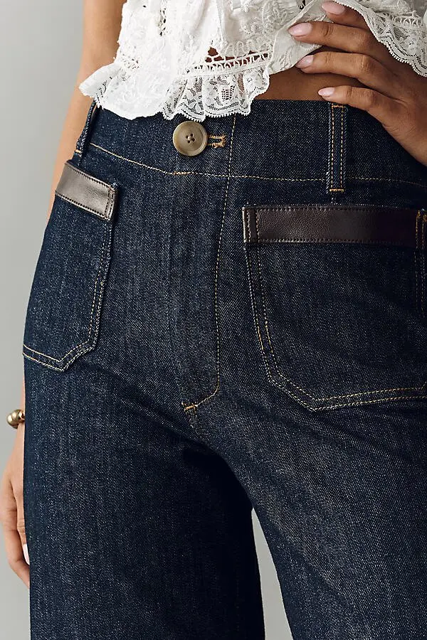 Maeve Colette High-rise Wide-leg Full-length Jeans - Medium Denim