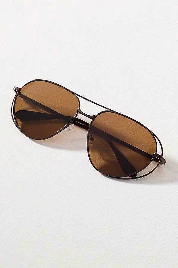I-SEA Metal Aviator Sunglasses - Brown