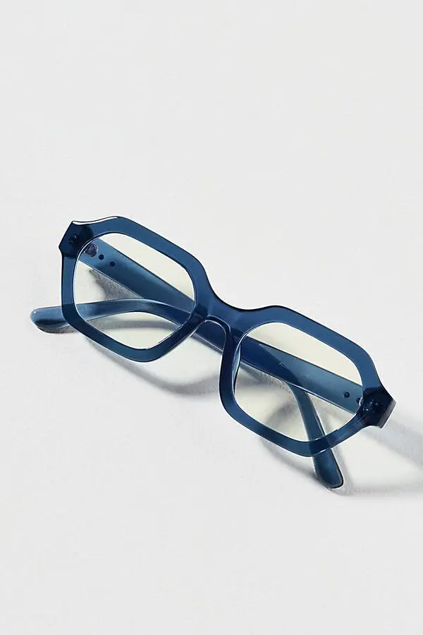 I-SEA Translucent Geometric Blue Light Eyeglasses - Icy Blue