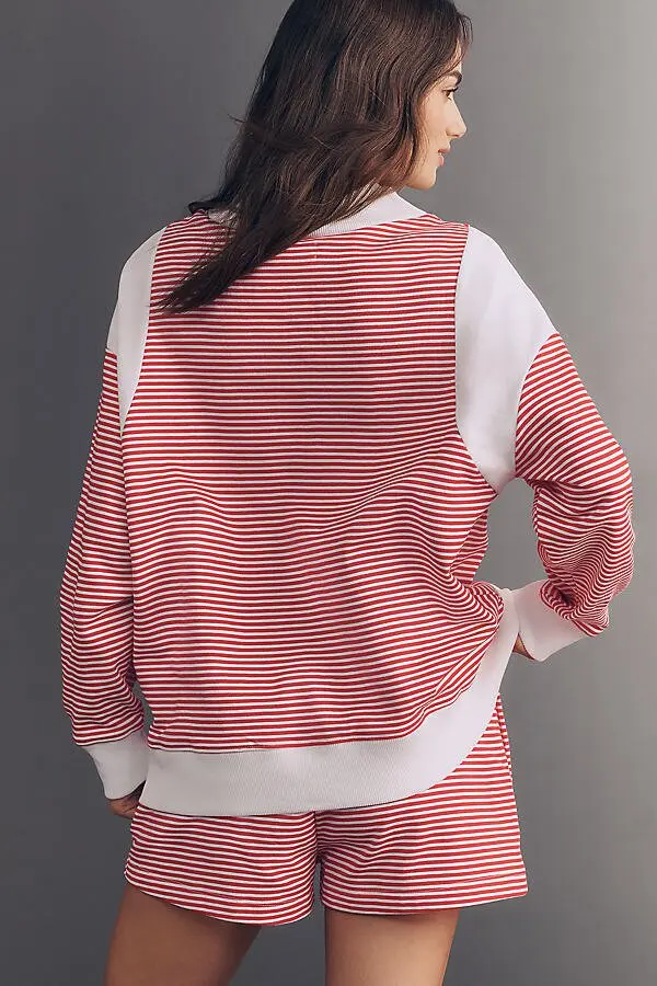 DAILY PRACTICE Cotton Embroidered Mock-neck Sweatshirt - Red/white