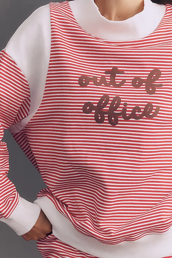 DAILY PRACTICE Cotton Embroidered Mock-neck Sweatshirt - Red/white