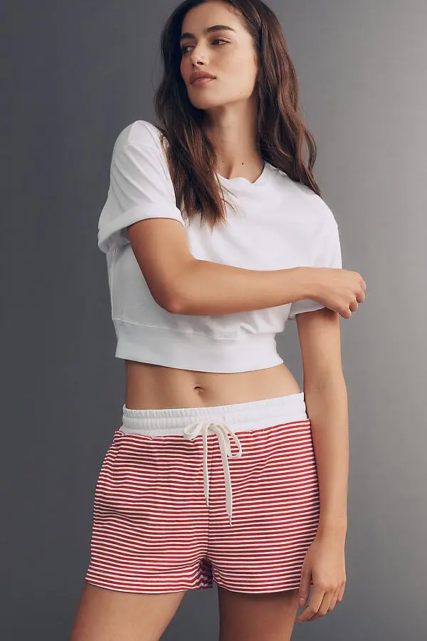 Anthropologie Striped Cotton Pull-on Shorts - Red/white