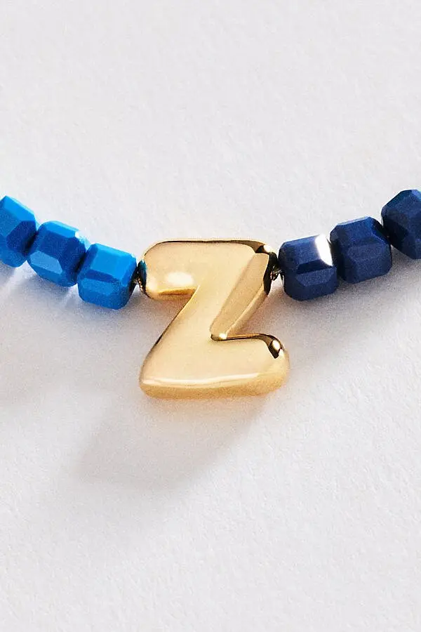 Anthropologie Beaded Initial Necklace With Cubic Zirconia Accent - Z