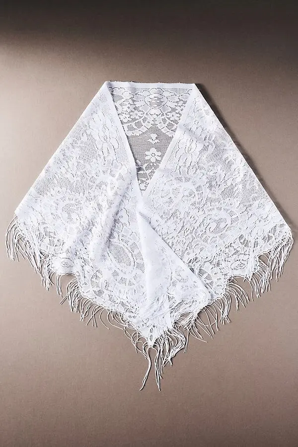 UNREAL FUR Lace Frge Multi-way Wrap - White