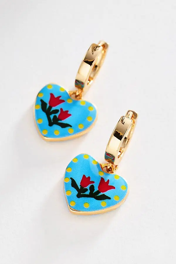 Anthropologie Ceramic Hoop Earrings - Heart