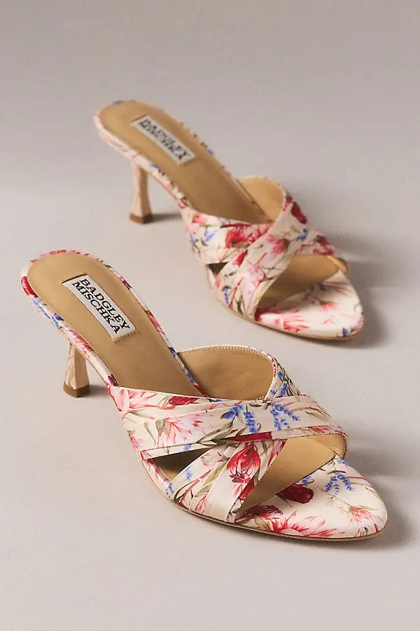 Badgley Mischka Xania Floral Print Heeled Sandals - Cream Multi