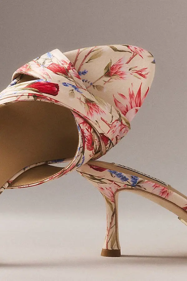 Badgley Mischka Xania Floral Print Heeled Sandals