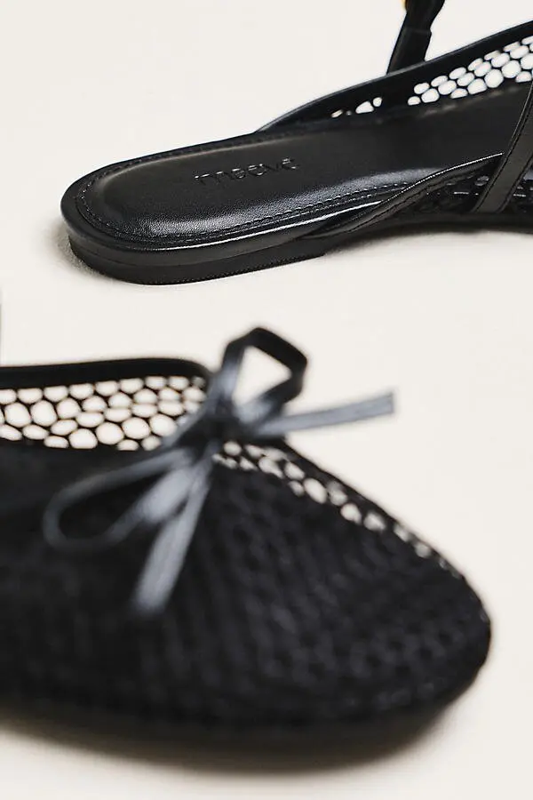 Maeve Mesh Mules With Bow Detailing - Black