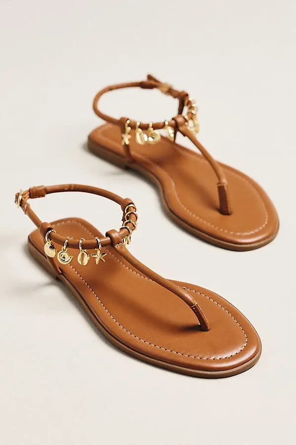 Maeve Ankle-strap Sandals With Charm Detailing - Brown