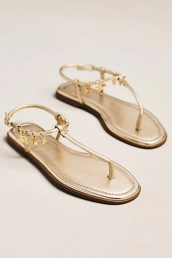 Maeve Ankle-strap Sandals With Charm Detailing - Gold