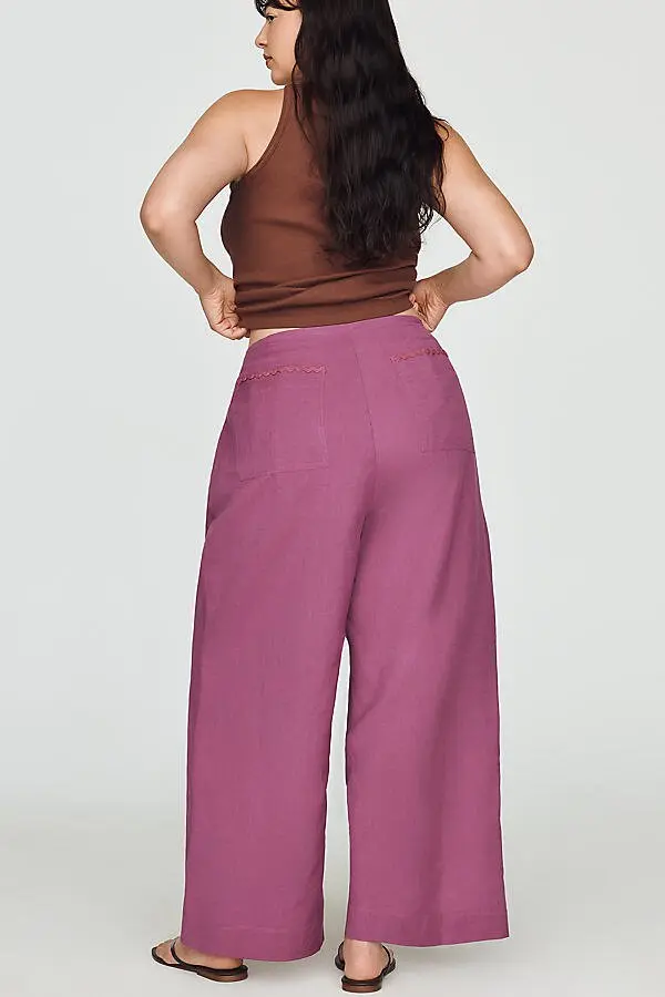 Chinti & Parker Linen Cotton Wide-leg Pants - Magenta