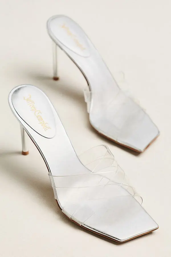 Jeffrey Campbell Dewdrop Square-toe Heeled Sandals - Silver Clear