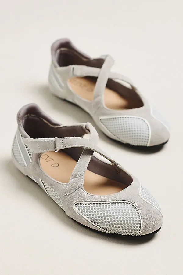 SILENT D Arona Cross-strap Flats - Grey