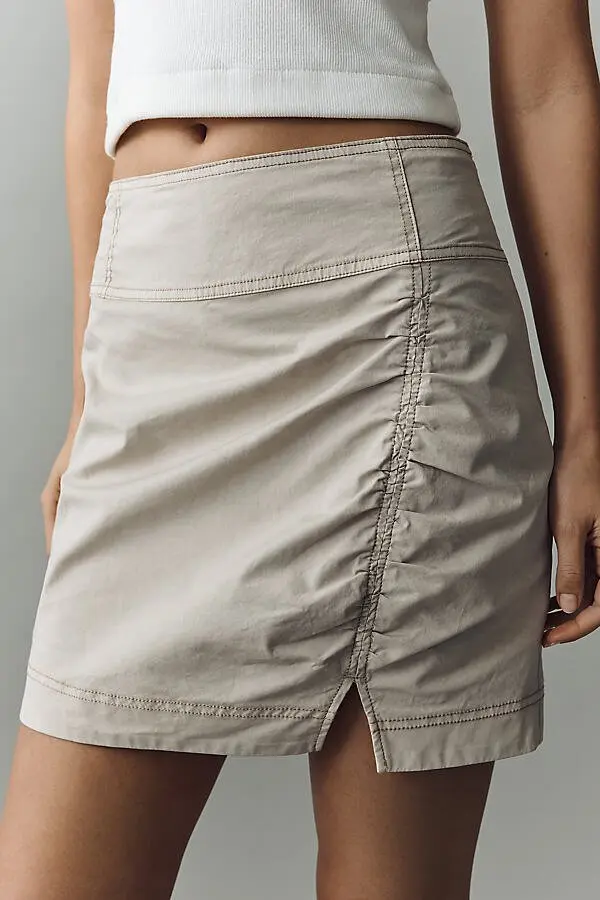 PILCRO Ruched Slim Mini Skirt