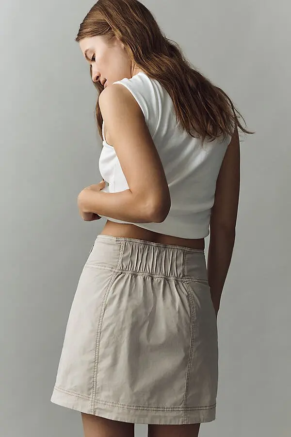 PILCRO Ruched Slim Mini Skirt