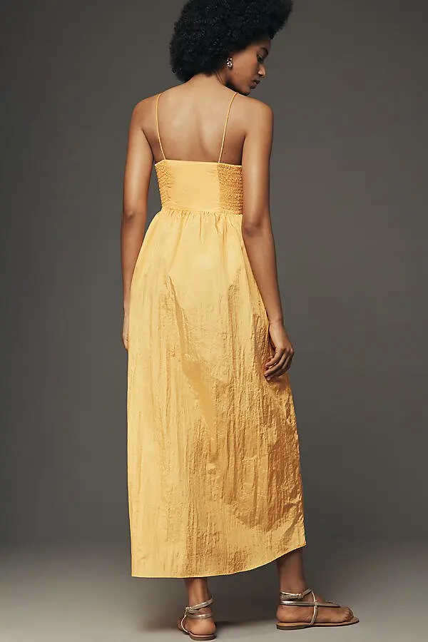 S/W/F Ruched Square-neck Midi Dress