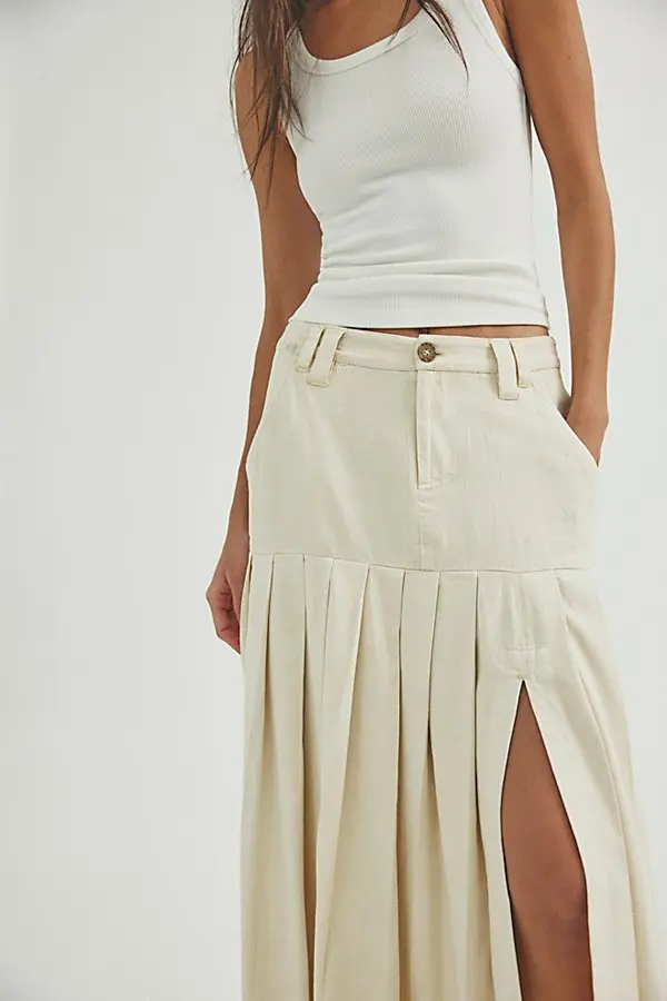 Free People 53rd Street Chino Maxi Skirt