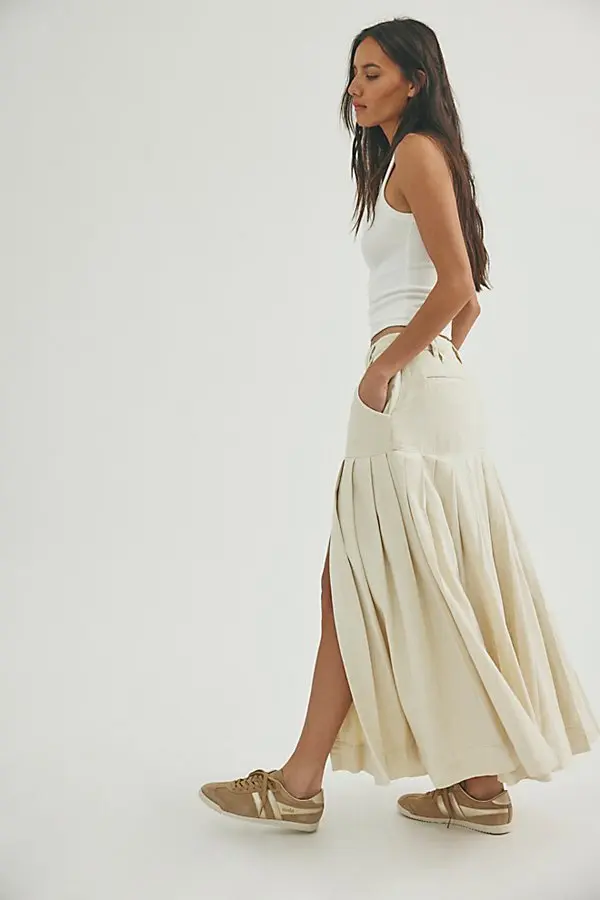 Free People 53rd Street Chino Maxi Skirt