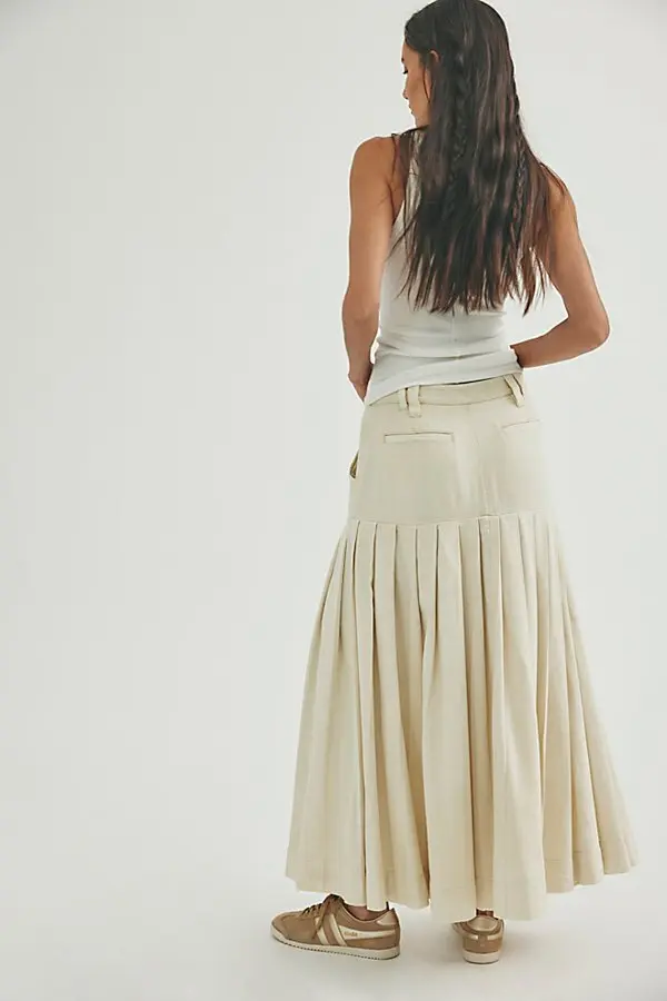 Free People 53rd Street Chino Maxi Skirt