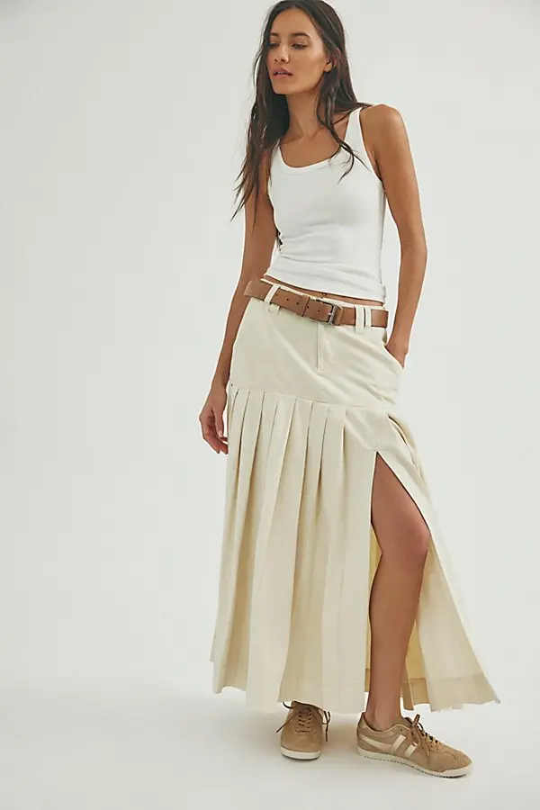 Free People 53rd Street Chino Maxi Skirt