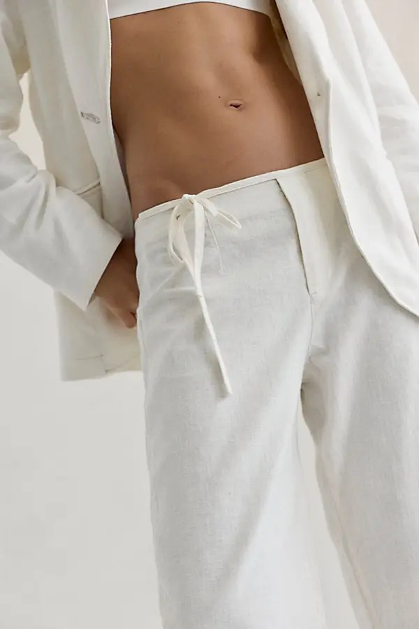 Free People Amelia Side-tie Linen Pants - Clean Ivory