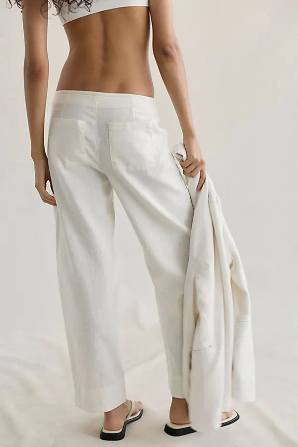 Free People Amelia Side-tie Linen Pants - Clean Ivory