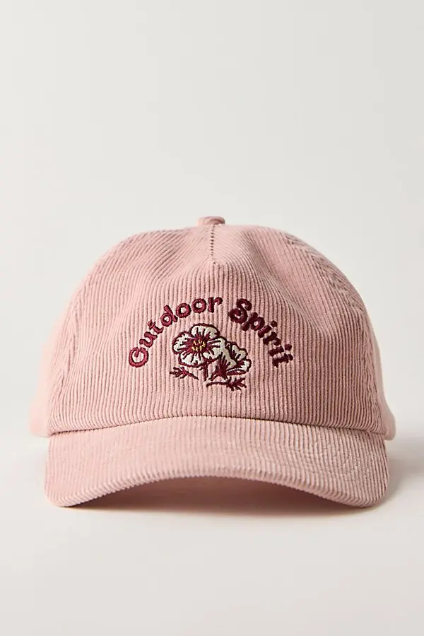 Free People Corduroy Baseball Cap With Embroidered Detail - Light Mauve