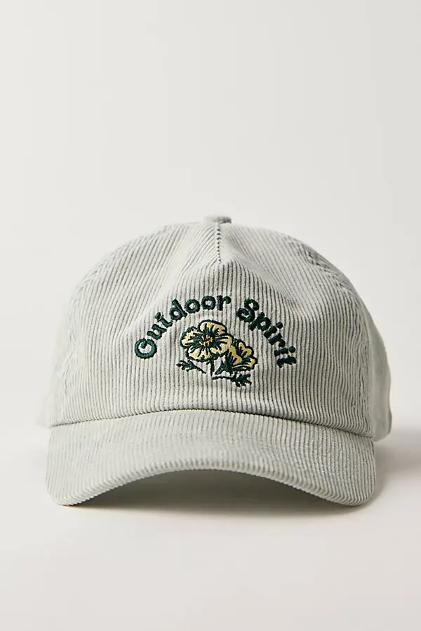Free People Corduroy Baseball Cap With Embroidered Detail - Rain