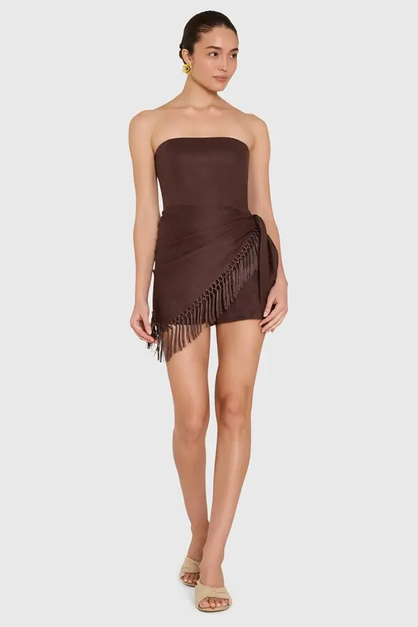 Amanda Uprichard Revan Romper With Fringe Detail - Cocoa