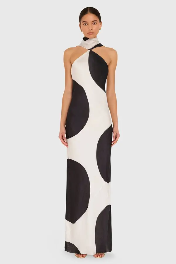 Amanda Uprichard Ashton Maxi Dress In Polka Dot - White Black