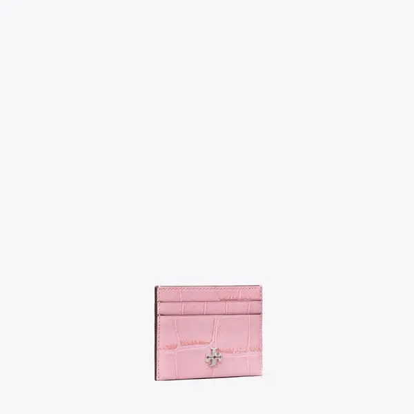 Tory Burch Charlie Croc-embossed Card Case - Rose Sunset