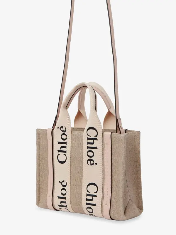 Chloé Woody Linen And Leather Tote Bag - Beige