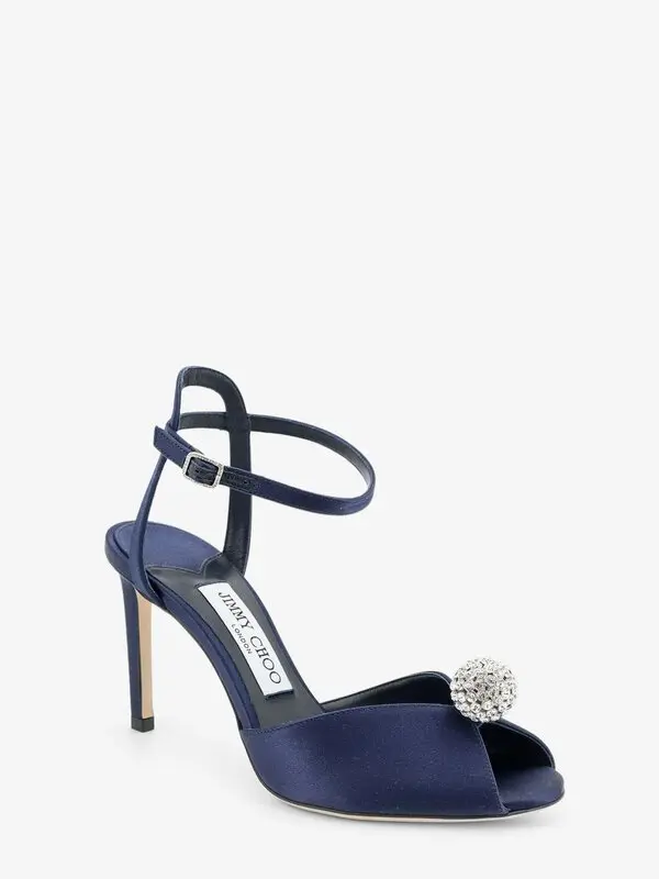 JIMMY CHOO Sacora Satin With Crystal Detail Heels - Blue