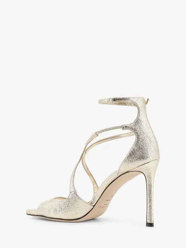 JIMMY CHOO Azia Glittered Leather Sandals