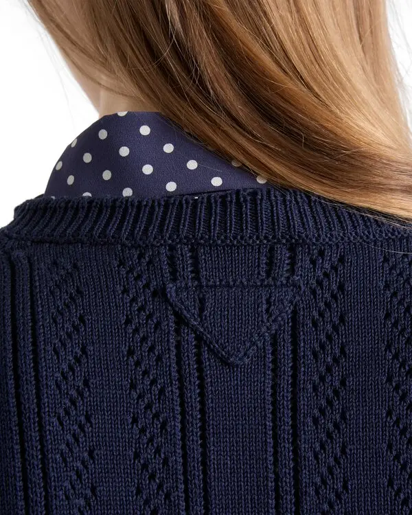 Prada Openwork Cotton Mini-dress - Navy