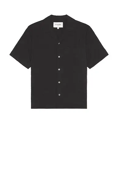 CORRIDOR Paisley Embroidery Short Sleeve Shirt - Black